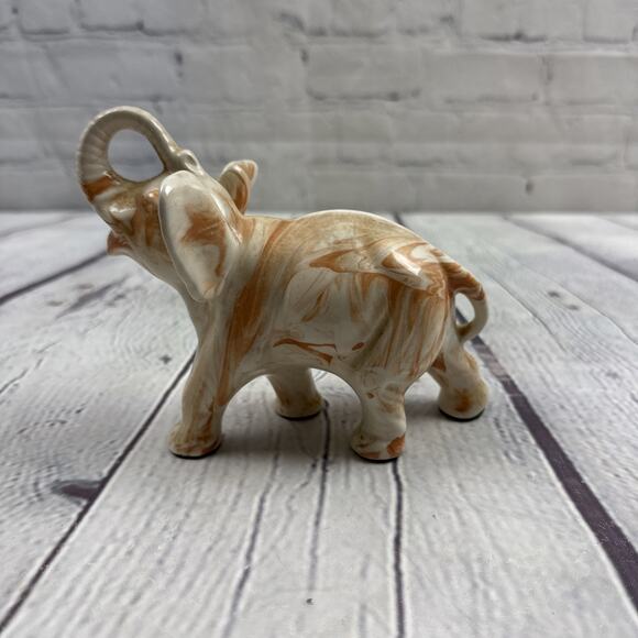 Unbranded | Accents | Vintage Alabama Clay Elephant Statue Brown White ...